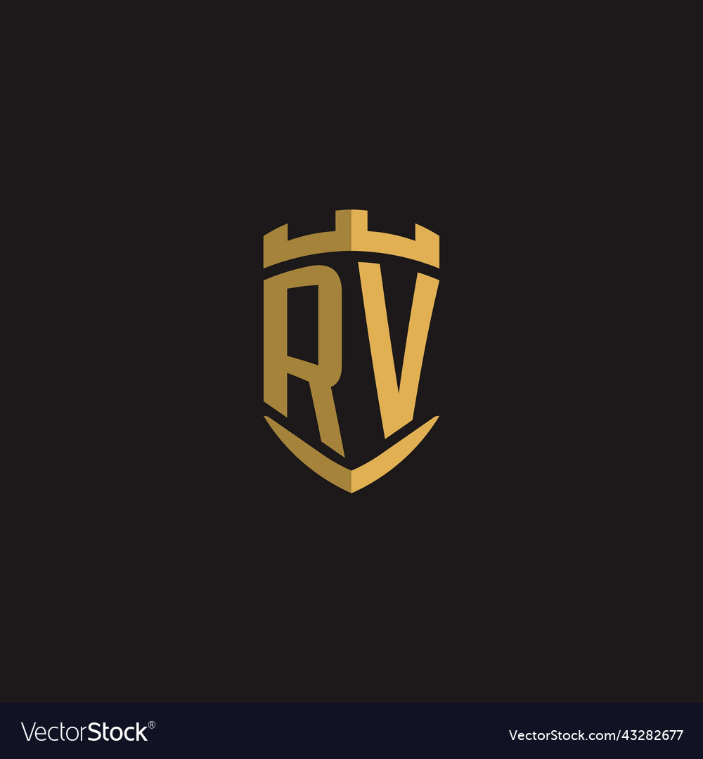Initials rv logo monogram with shield style design