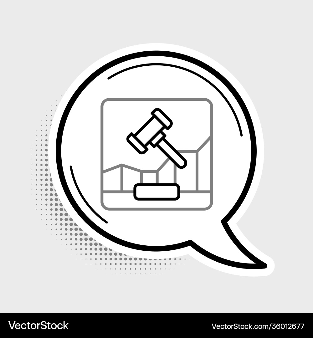 Line online internet auction icon isolated on grey