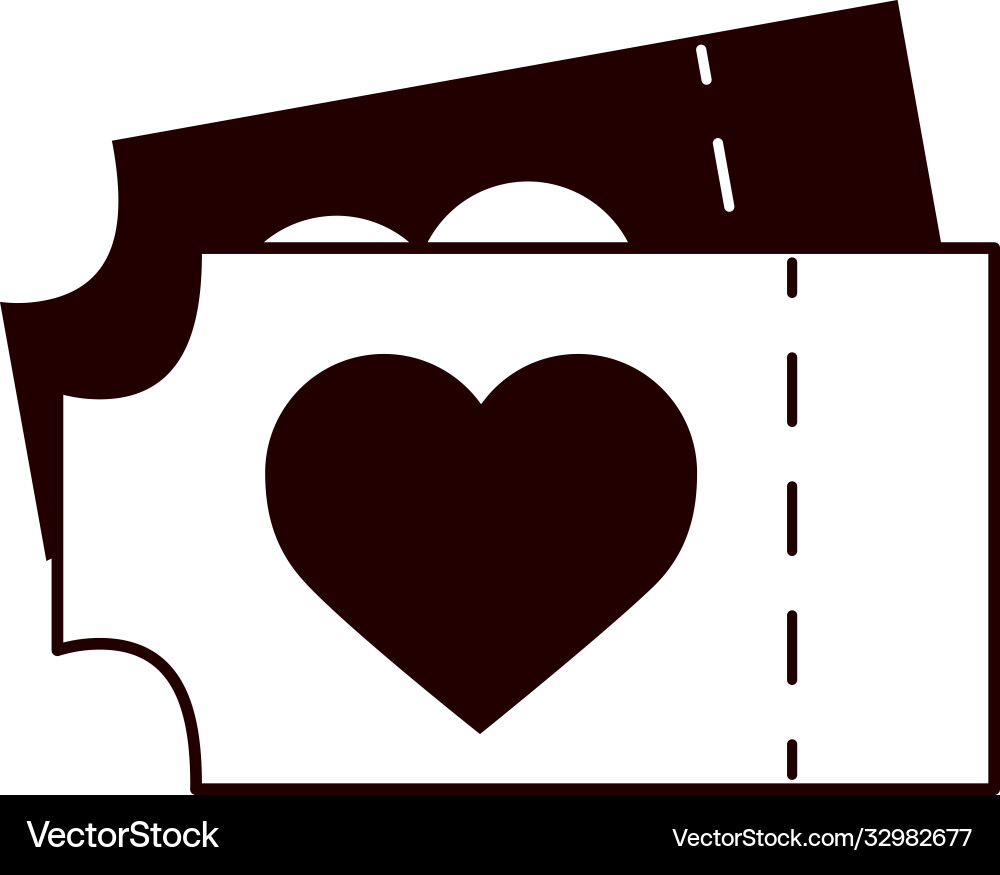 Love heart romantic tickets linear style icon Vector Image