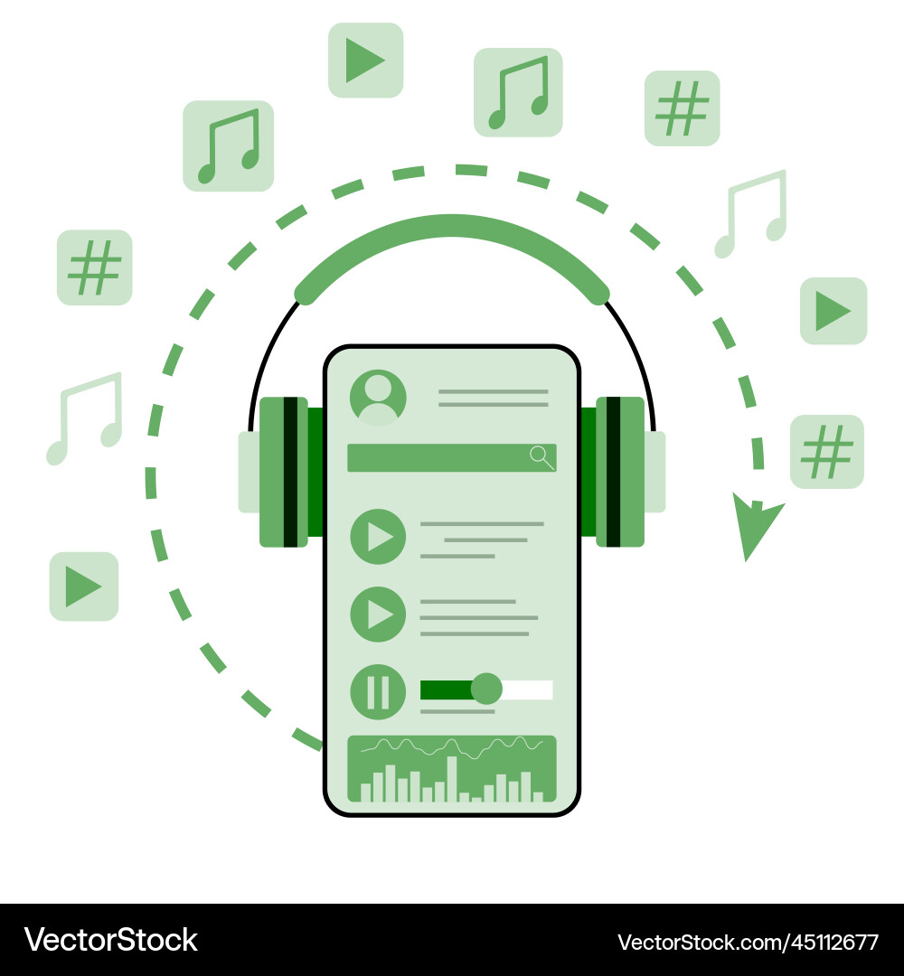 Music service online and streaming mobile Vector Image