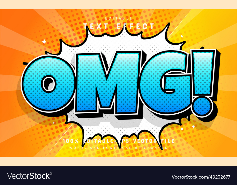 Omg text effect comic style Royalty Free Vector Image