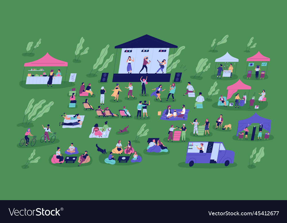 Outdoor music festival open-air concert Royalty Free Vector