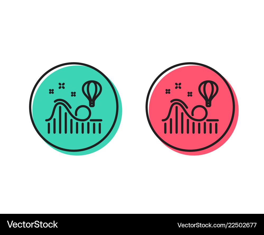 Roller coaster line icon amusement park sign Vector Image