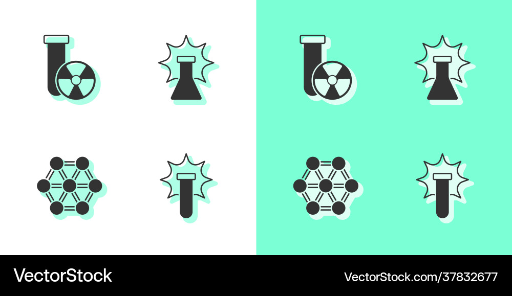 Set chemical explosion test tube radiation Vector Image