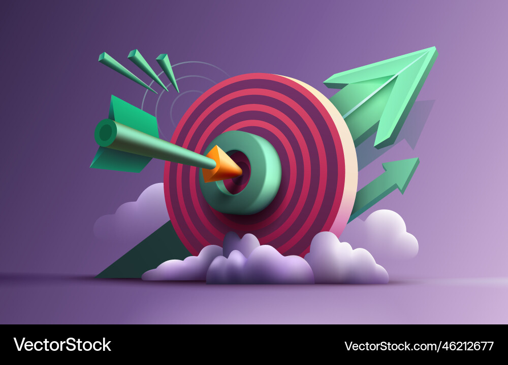 Target landing page banner business 3d icon Vector Image