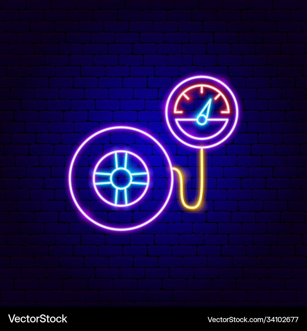 Tire pressure neon sign Royalty Free Vector Image