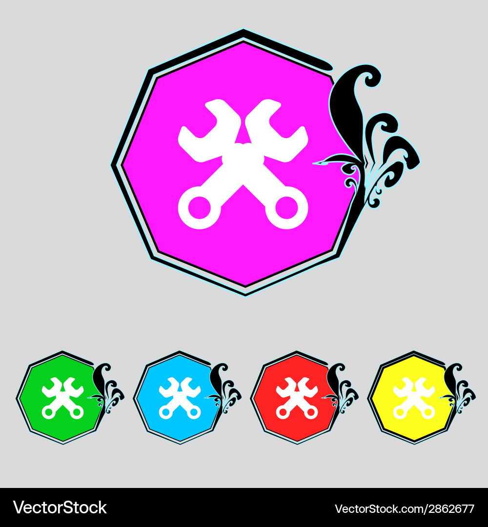Wrench key sign icon service tool symbol set Vector Image