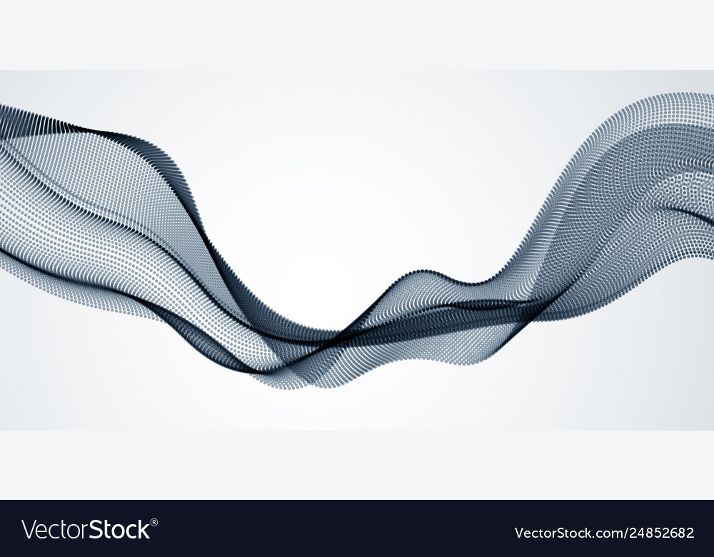 3d particles mesh array sound wave flowing round Vector Image
