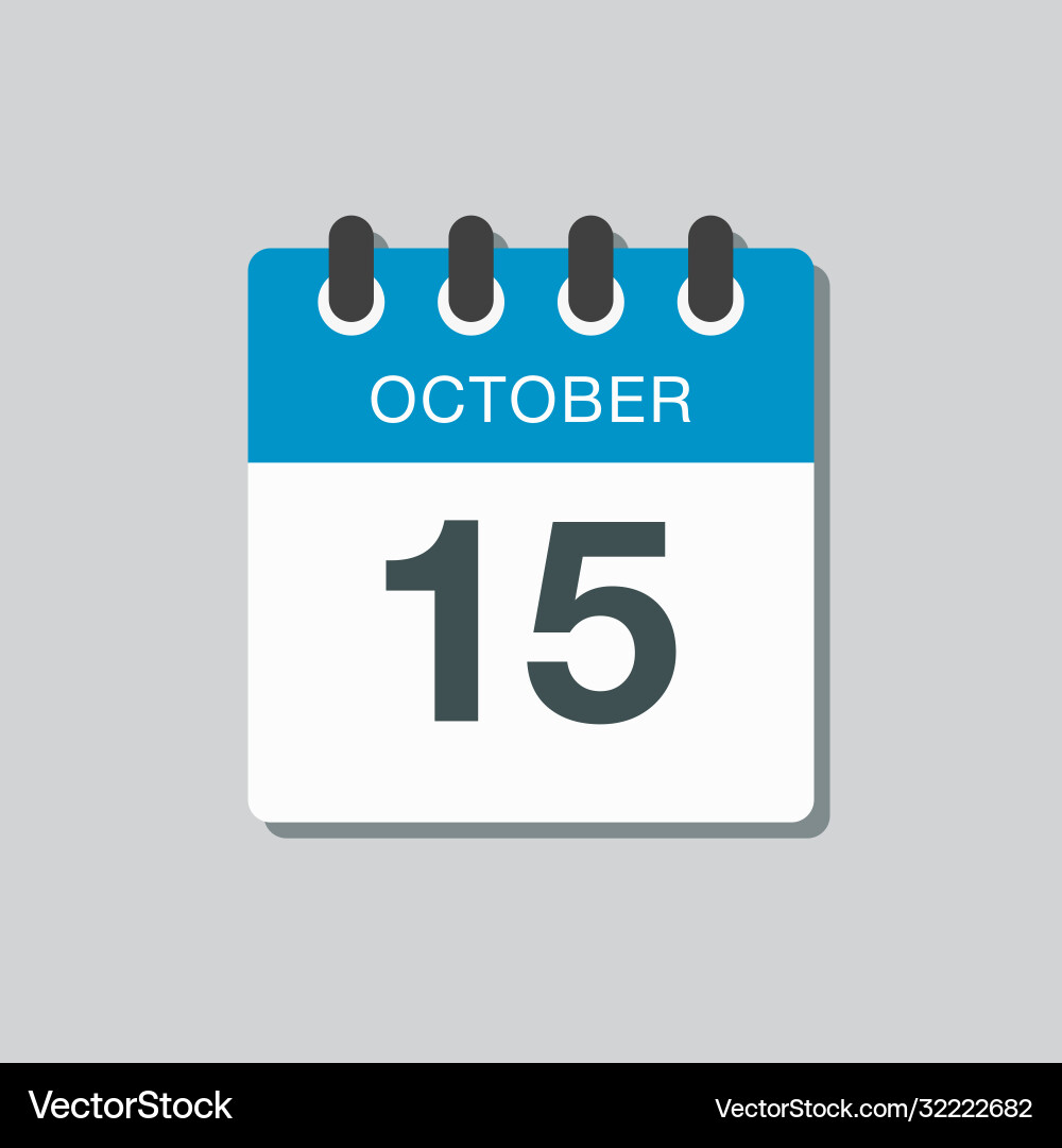 Calendar icon day 15 october template date Vector Image