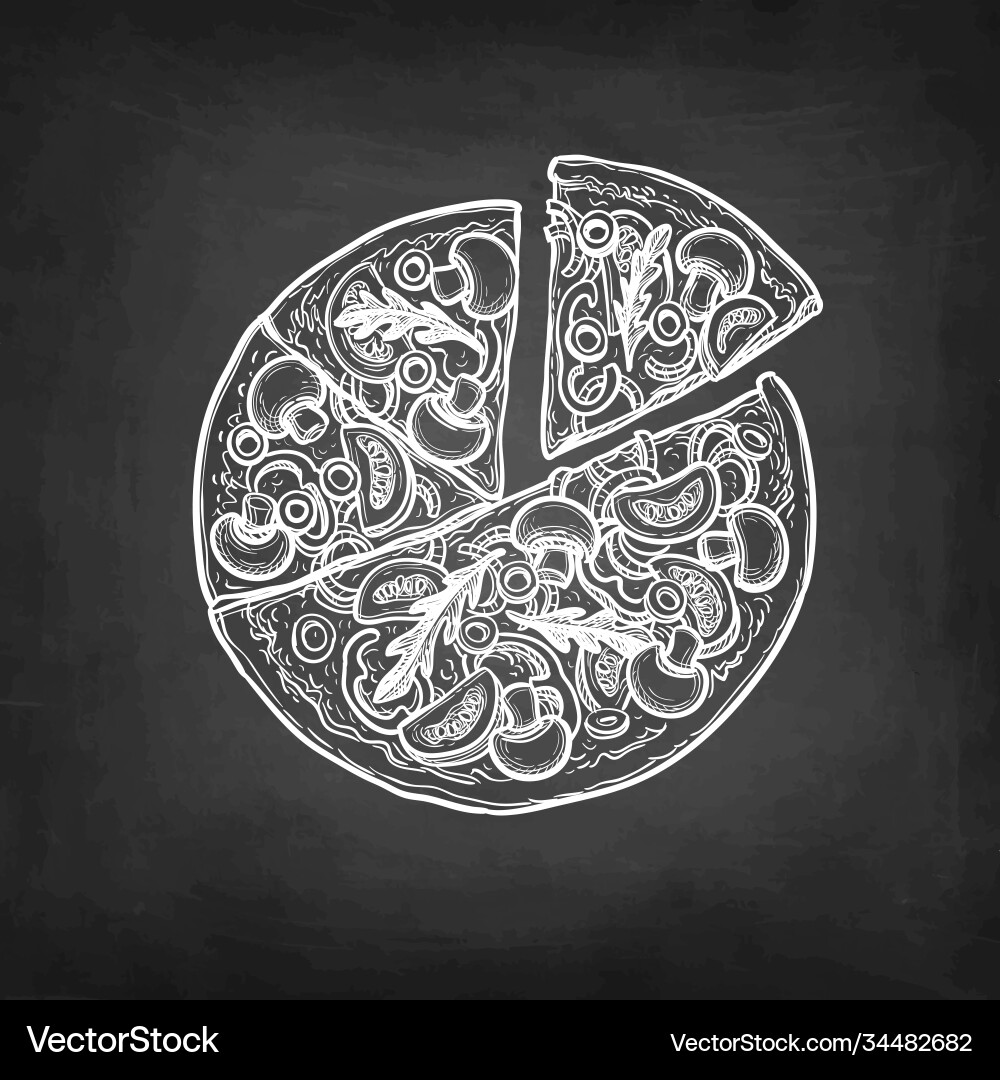 Chalk sketch pizza Royalty Free Vector Image - VectorStock