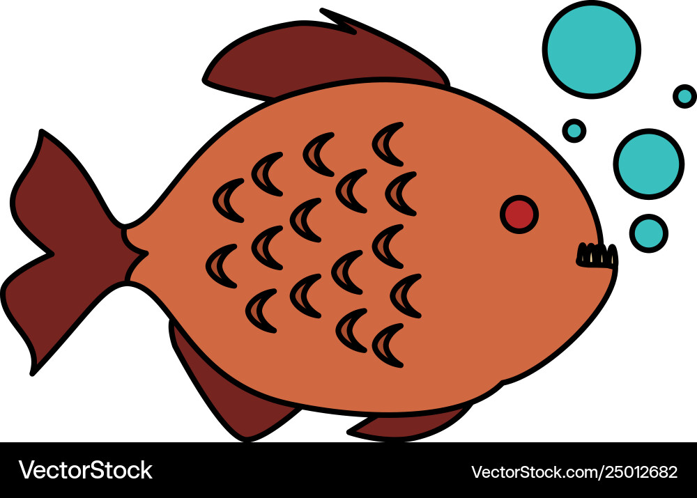 Cute ornamental fish with air bubbles Royalty Free Vector
