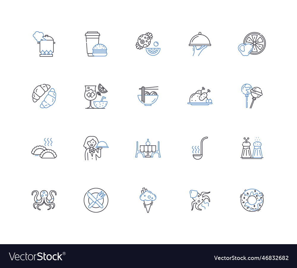 Diet line icons collection nutrition health Vector Image