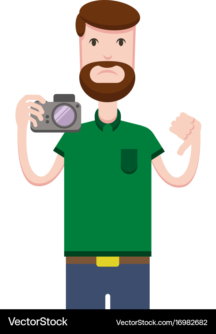 Drawing of man with a camera Royalty Free Vector Image