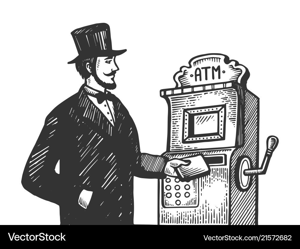 Fake vintage atm engraving Royalty Free Vector Image