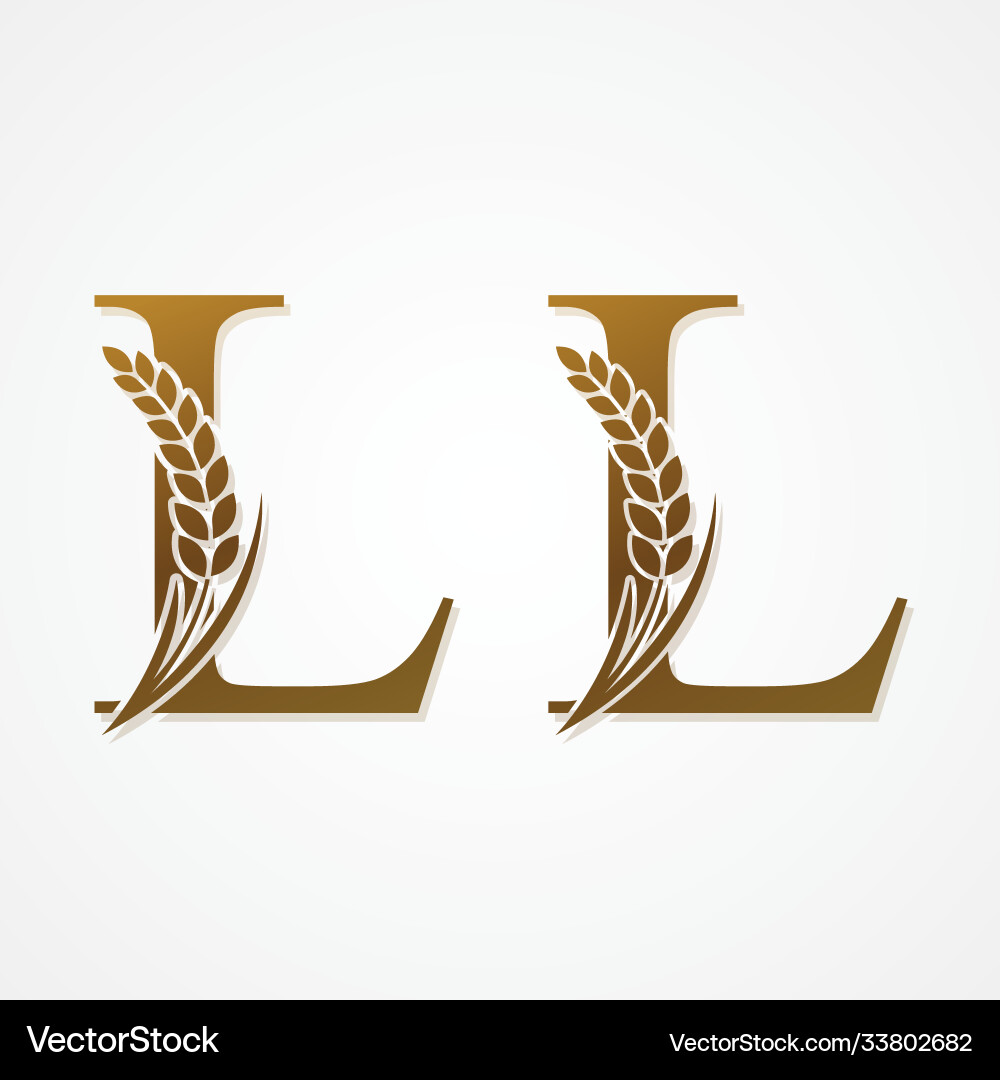 Gold letter with rice for logo design Royalty Free Vector