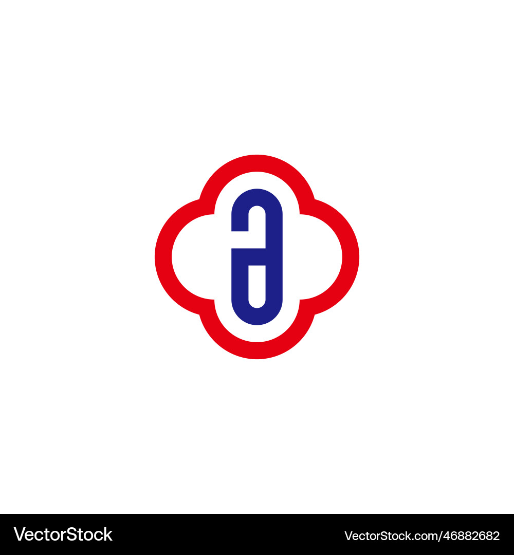 Letter a in plus outline geometric symbol simple Vector Image
