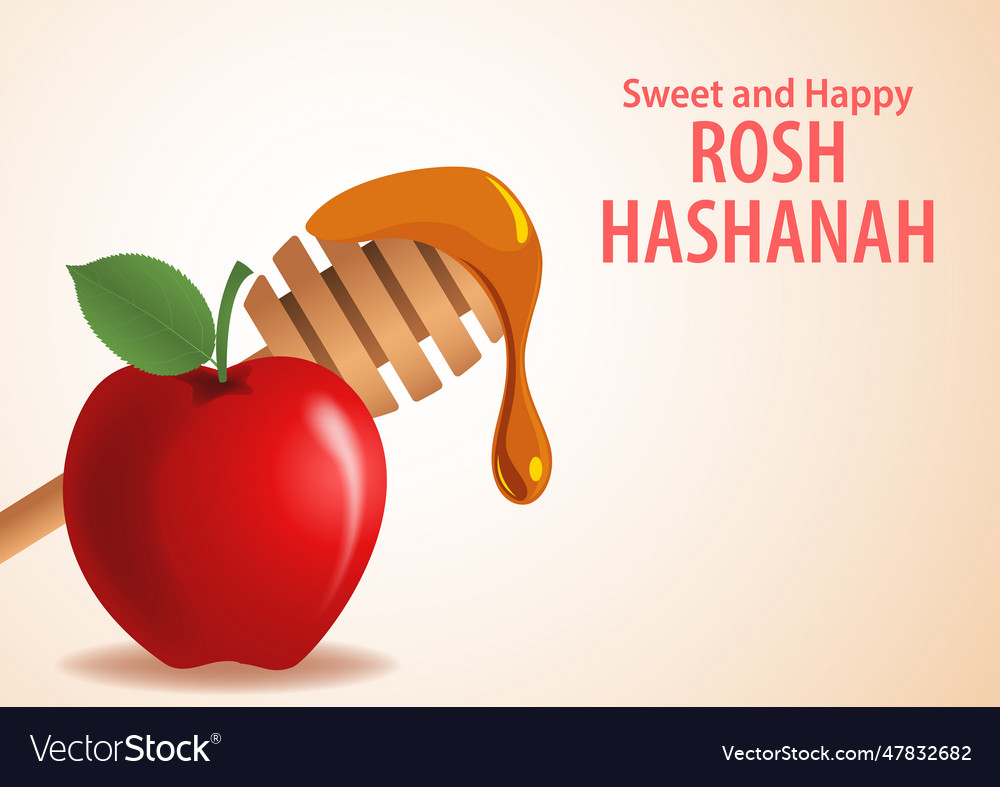 Melting honey and apple for rosh hashanah holiday Vector Image