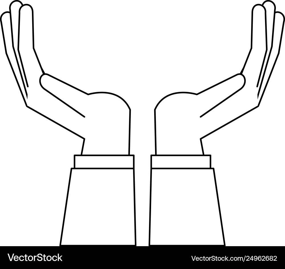 Open hands receiving isolated in black and white Vector Image