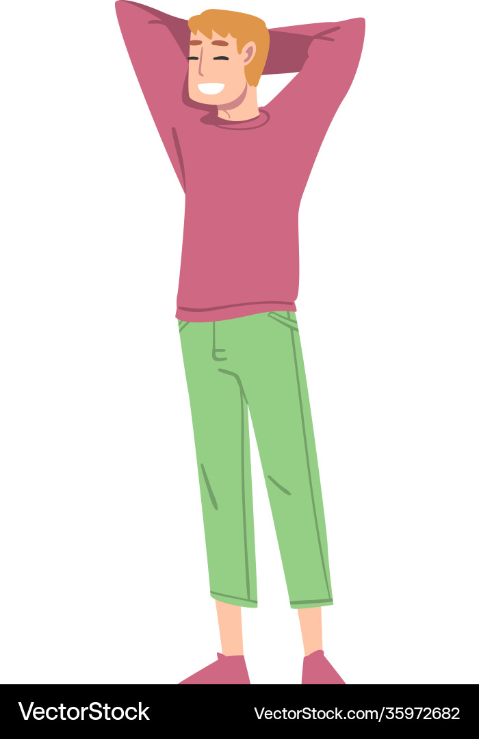 Overjoyed male character smiling with joy Vector Image