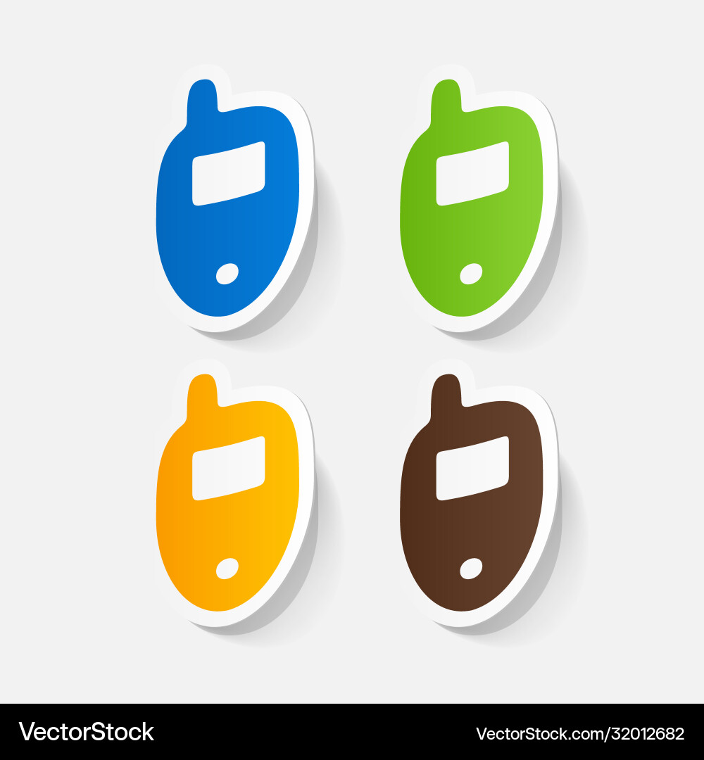 Paper clipped sticker mobile phone cell Royalty Free Vector