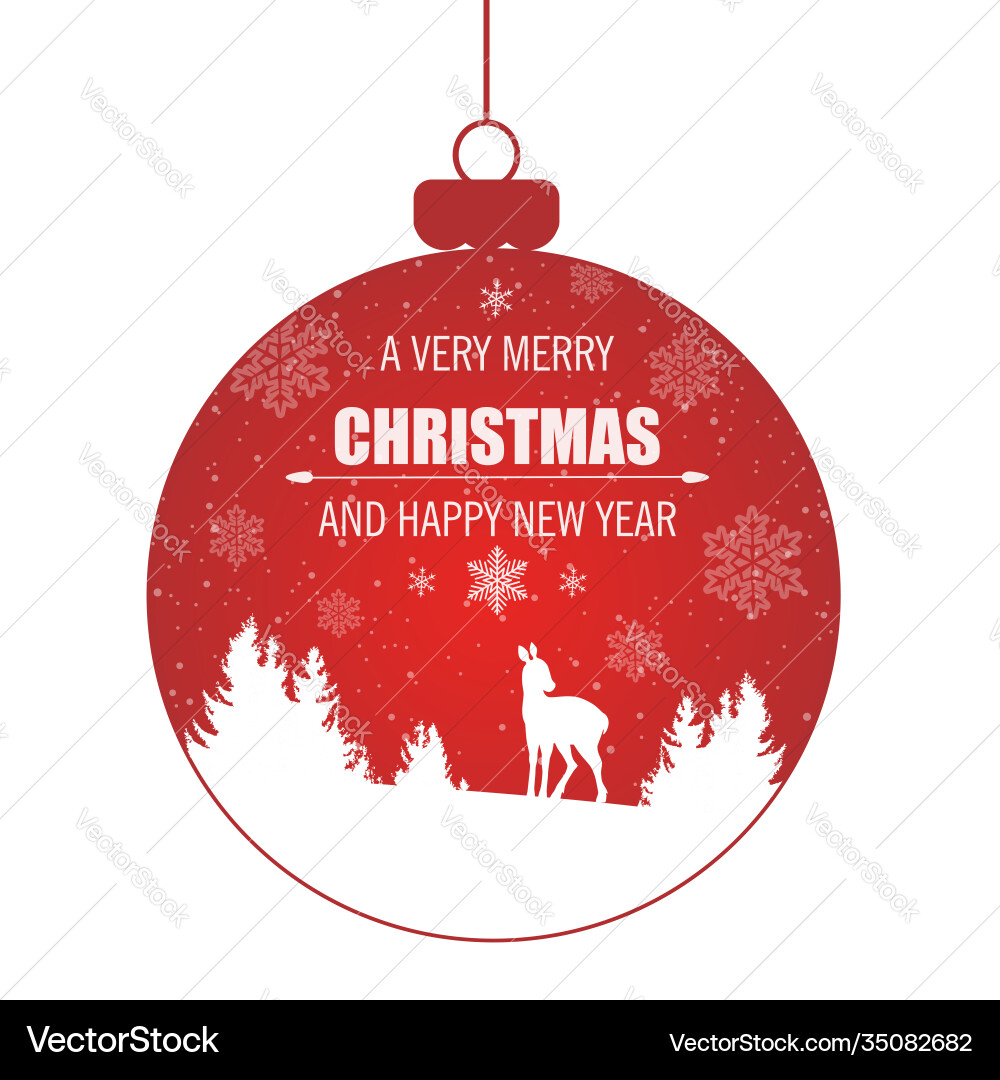 Red christmas decoration with deer Royalty Free Vector Image