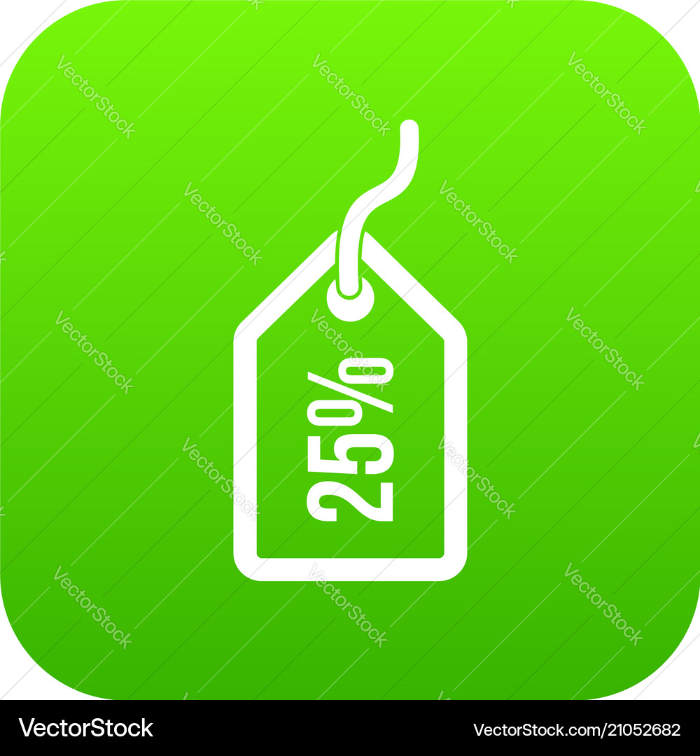Tag with 25 discount icon digital green Royalty Free Vector
