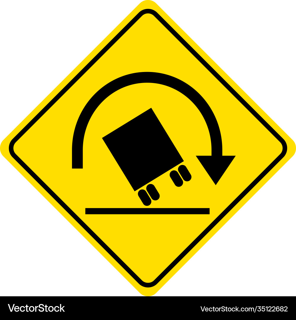 Truck rollover warning sign on white background Vector Image