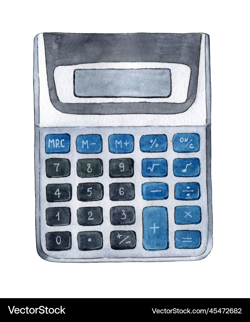 Watercolor gray calculator for calculating Vector Image