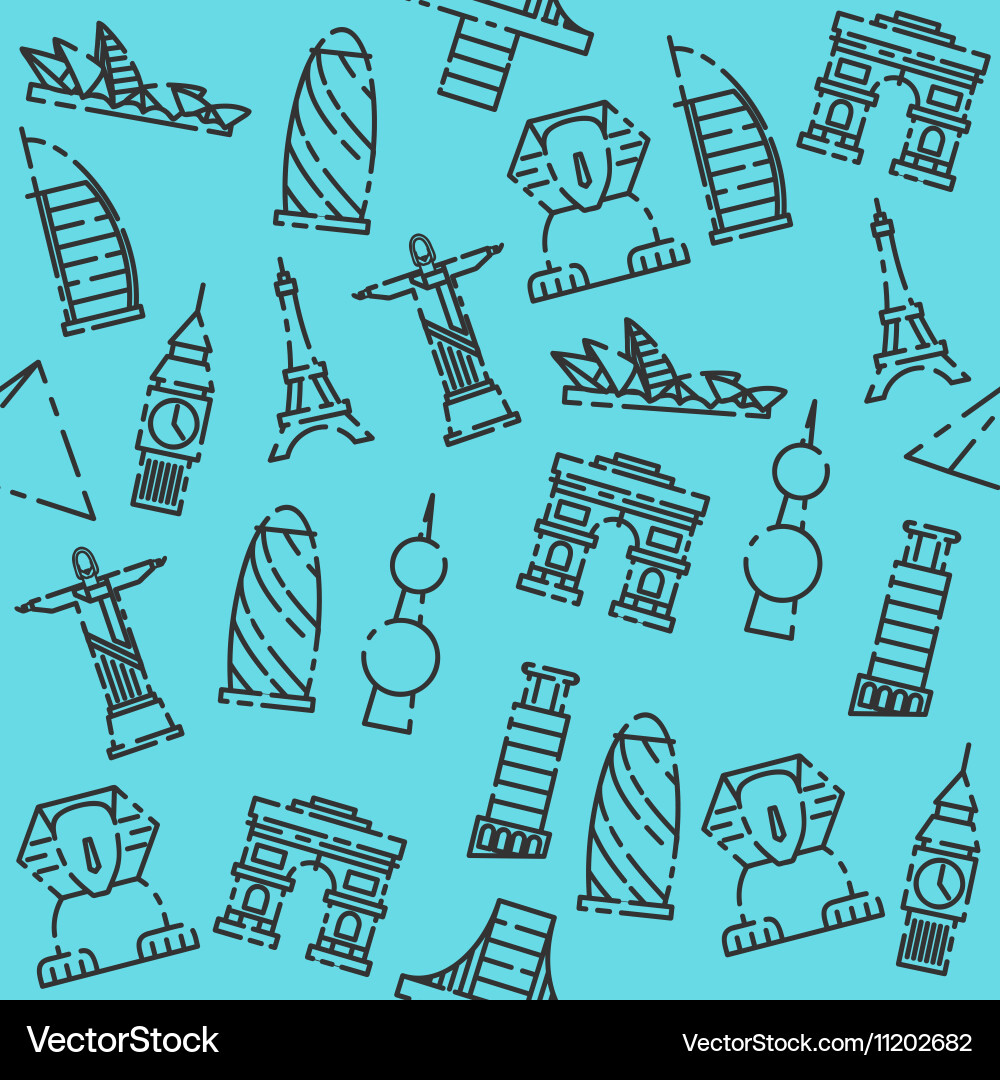World landmarks pattern Royalty Free Vector Image
