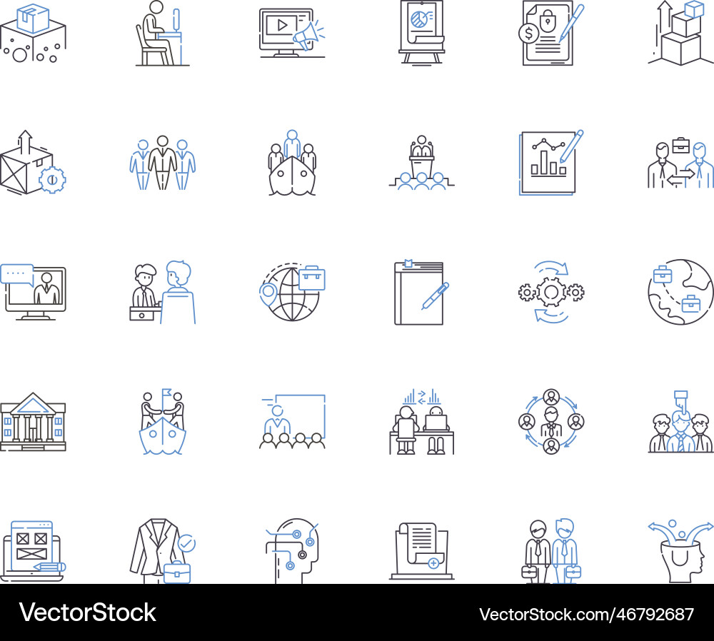 Association line icons collection collaboration Vector Image