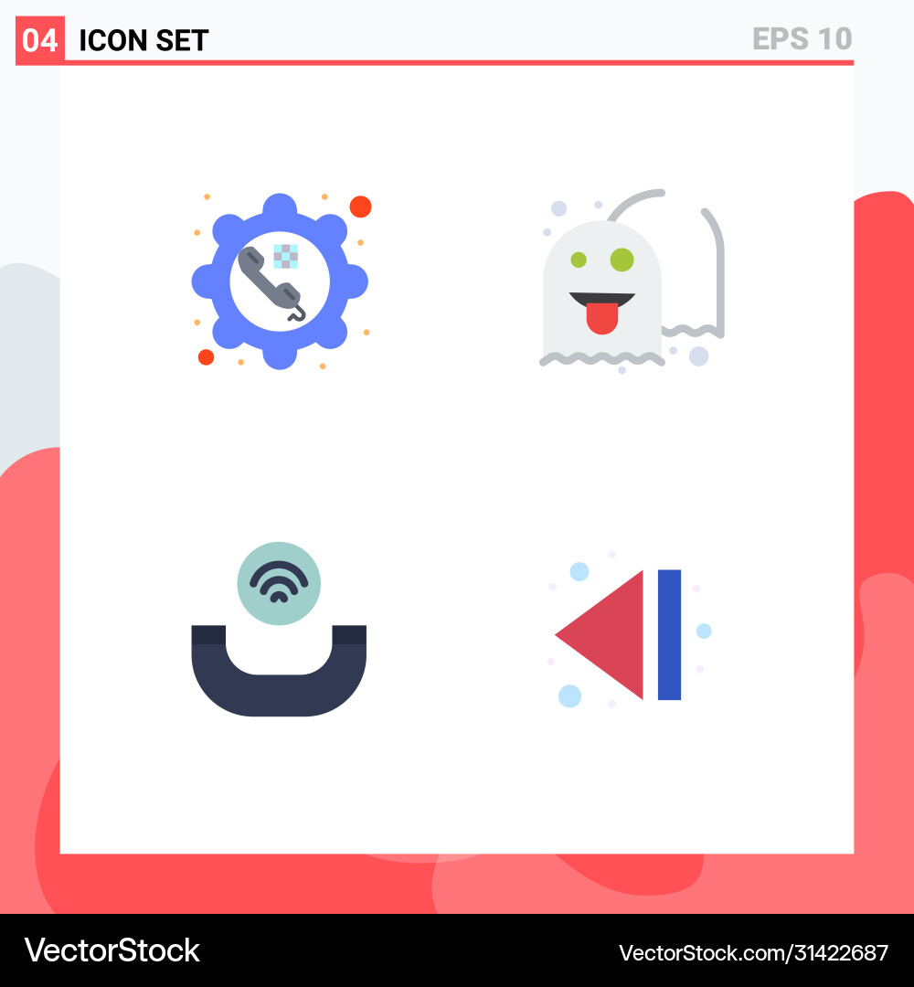Editable line pack 4 simple flat icons of Vector Image