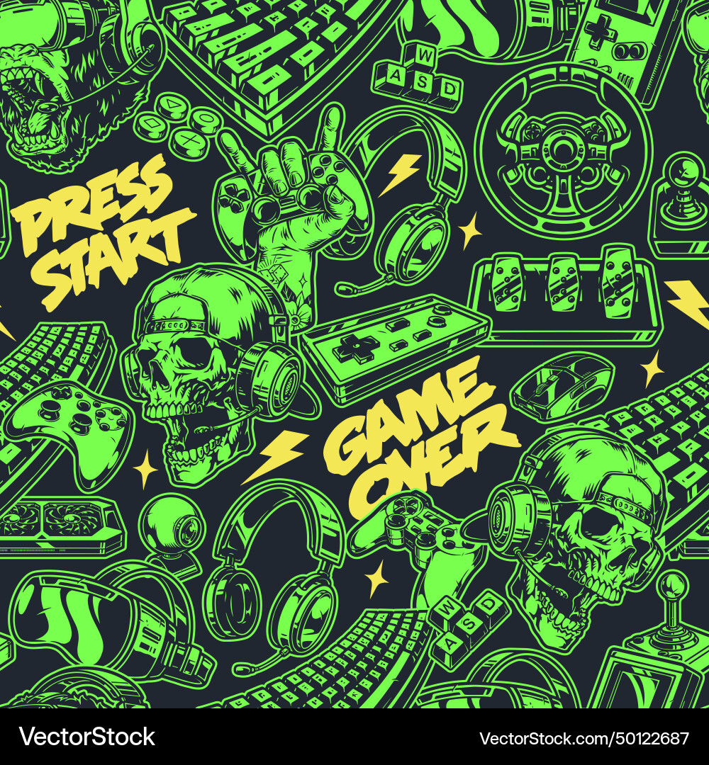 Esport club green pattern seamless Royalty Free Vector Image