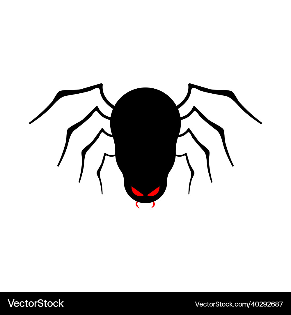 Halloween scary black spider with a face Vector Image