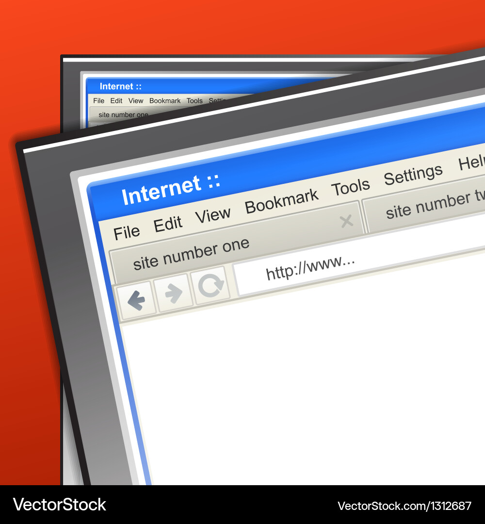 Opened browser windows on monitor laptop Vector Image