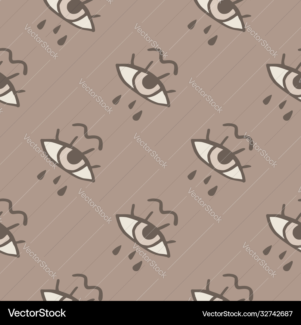 Pale seamless pattern with eye and tears ornament Vector Image