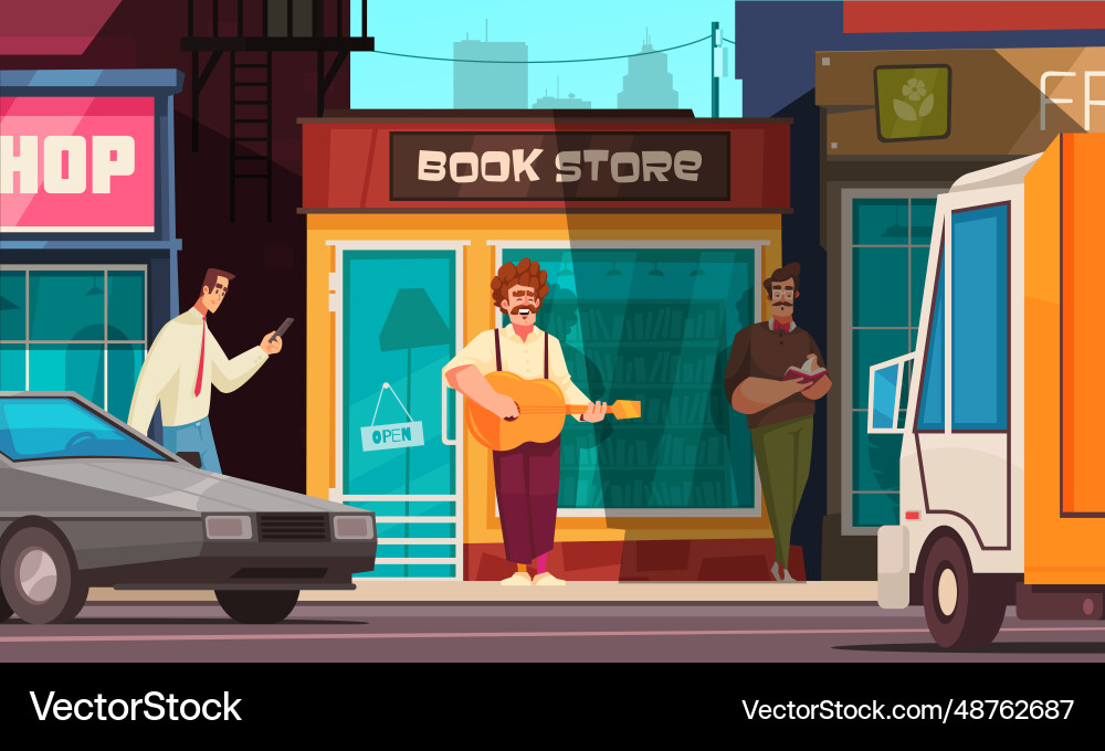 Street musicians cartoon Royalty Free Vector Image