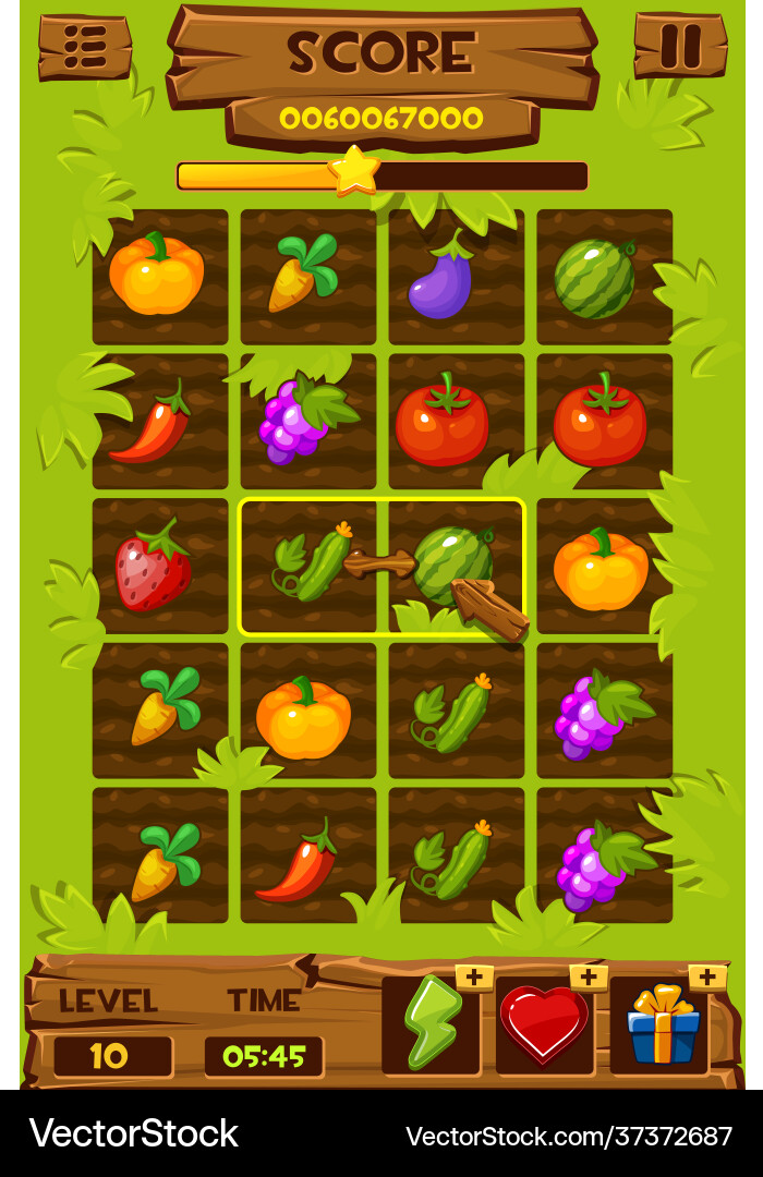 Vegetable beds game ui elements 2d icons Vector Image