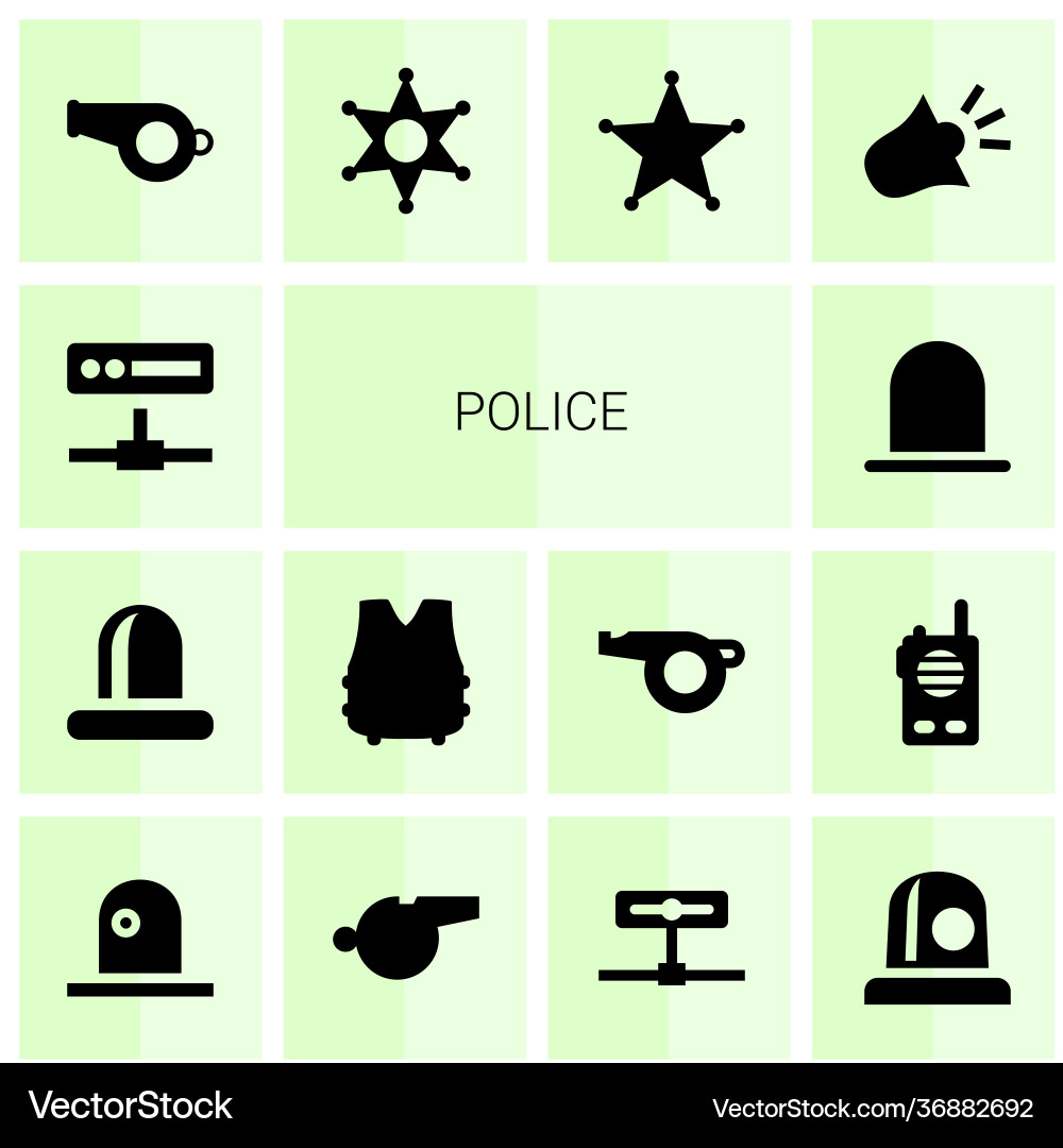 14 police icons Royalty Free Vector Image - VectorStock