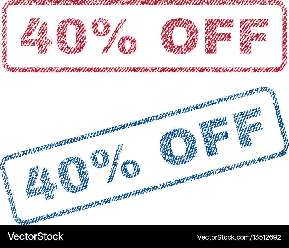 40 percent off textile stamps Royalty Free Vector Image