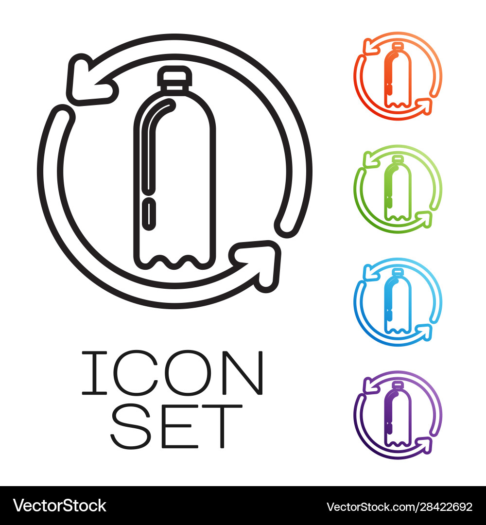 Black line recycling plastic bottle icon isolated Vector Image