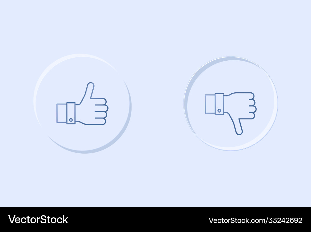 Blue like and dislike icons set Royalty Free Vector Image