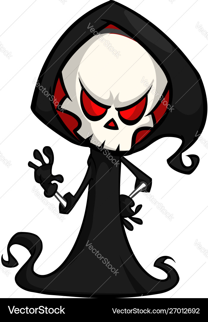 Cute cartoon grim reaper halloween Royalty Free Vector Image