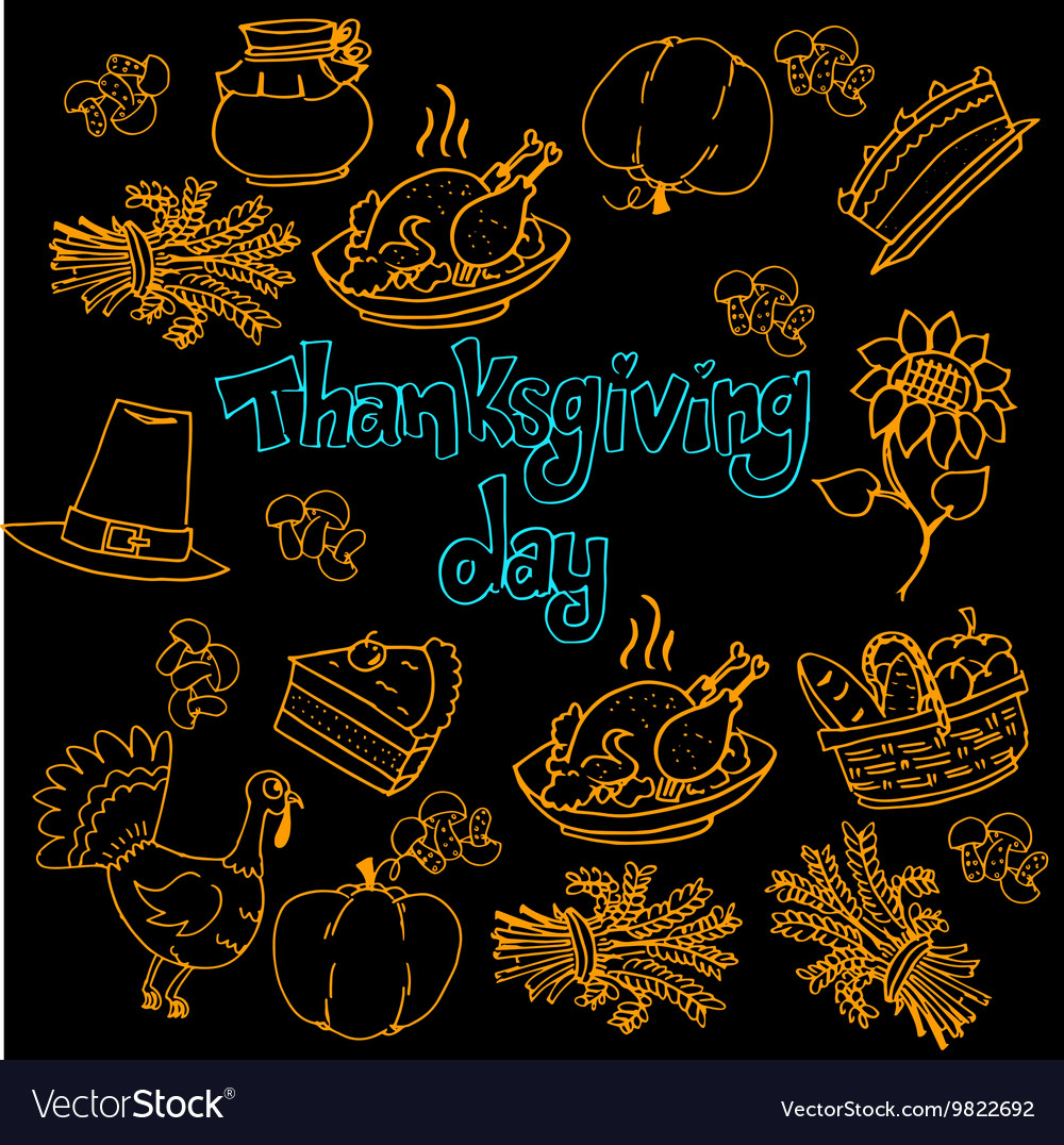 Doodle of thanksgiving hand draw Royalty Free Vector Image