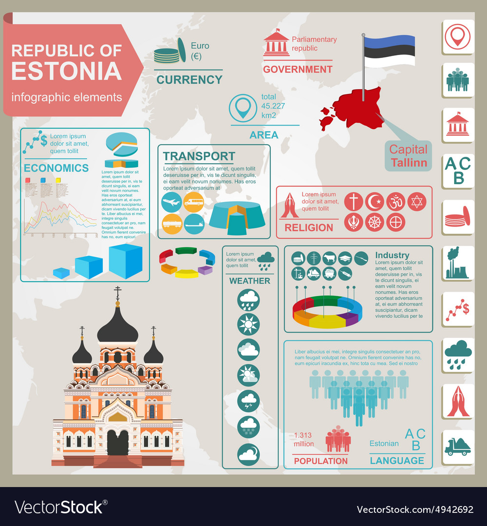 Estonia infographics statistical data sights Vector Image