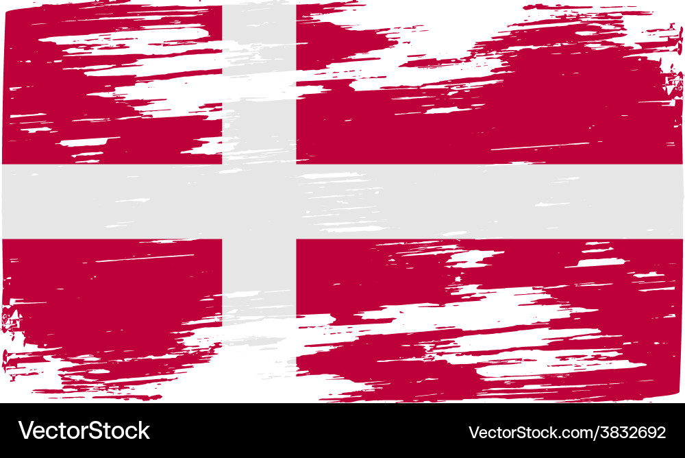 Flag of denmark with old texture Royalty Free Vector Image