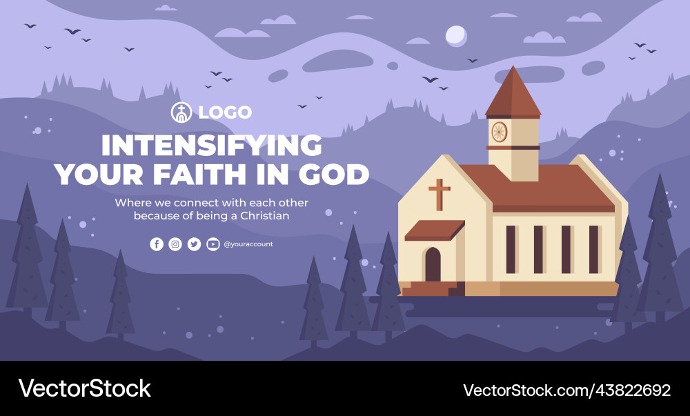 Flat design christian church template Royalty Free Vector