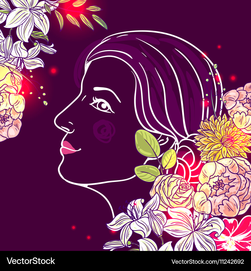 Girl and flower Royalty Free Vector Image - VectorStock