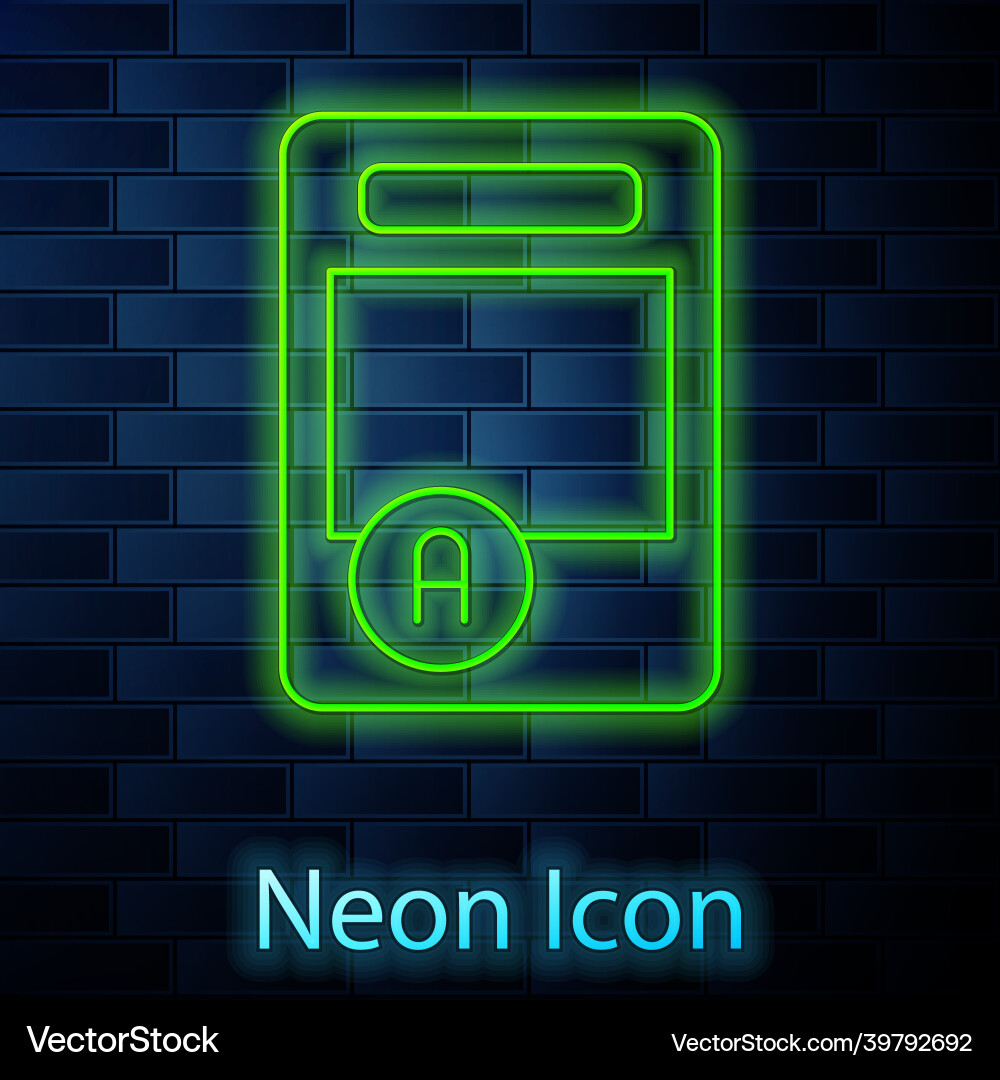 Glowing neon line exam sheet with a plus grade Vector Image