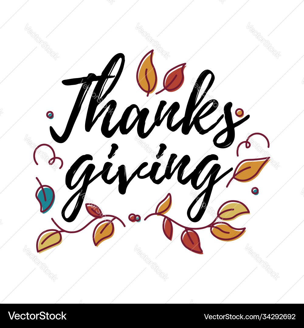 Hand drawn happy thanksgiving typography in Vector Image
