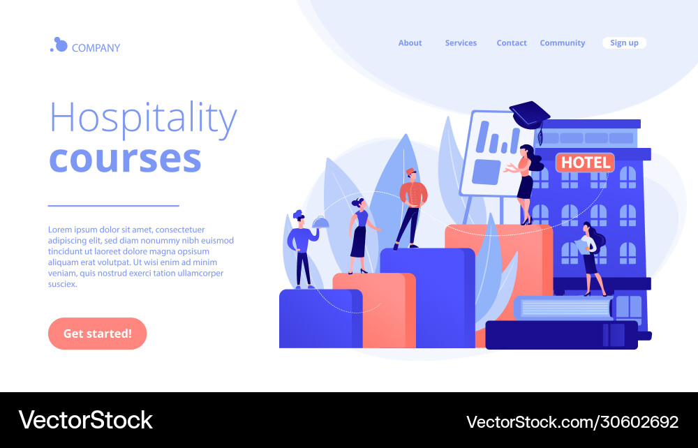 Hospitality courses concept landing page Vector Image